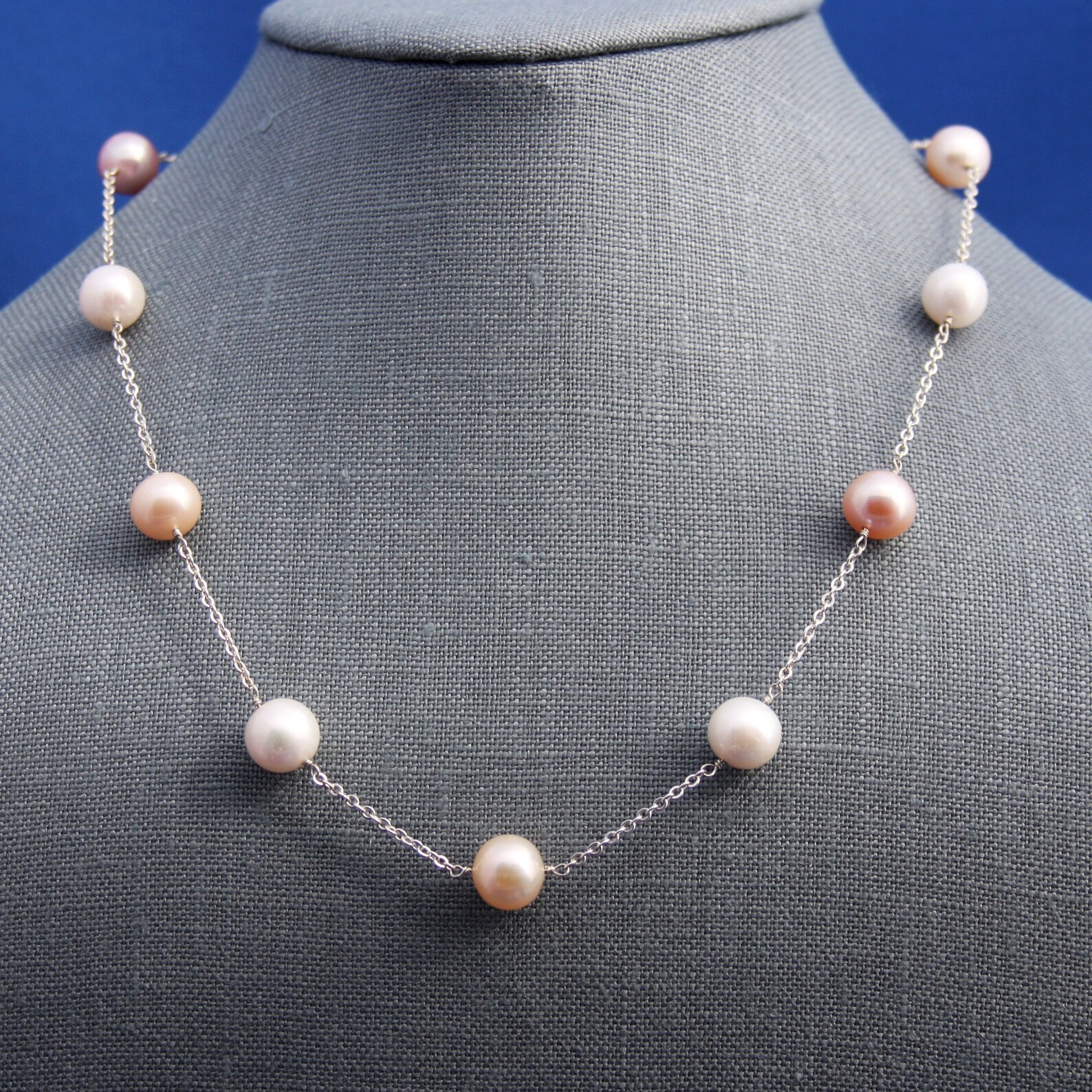 Pearl Necklace Simple Pearl Necklace Pearl Station Necklace Delicate