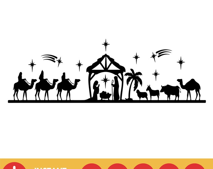 Nativity Silhouette SVG / Nativity Scene Svg for Laser / Nativity Scene ...