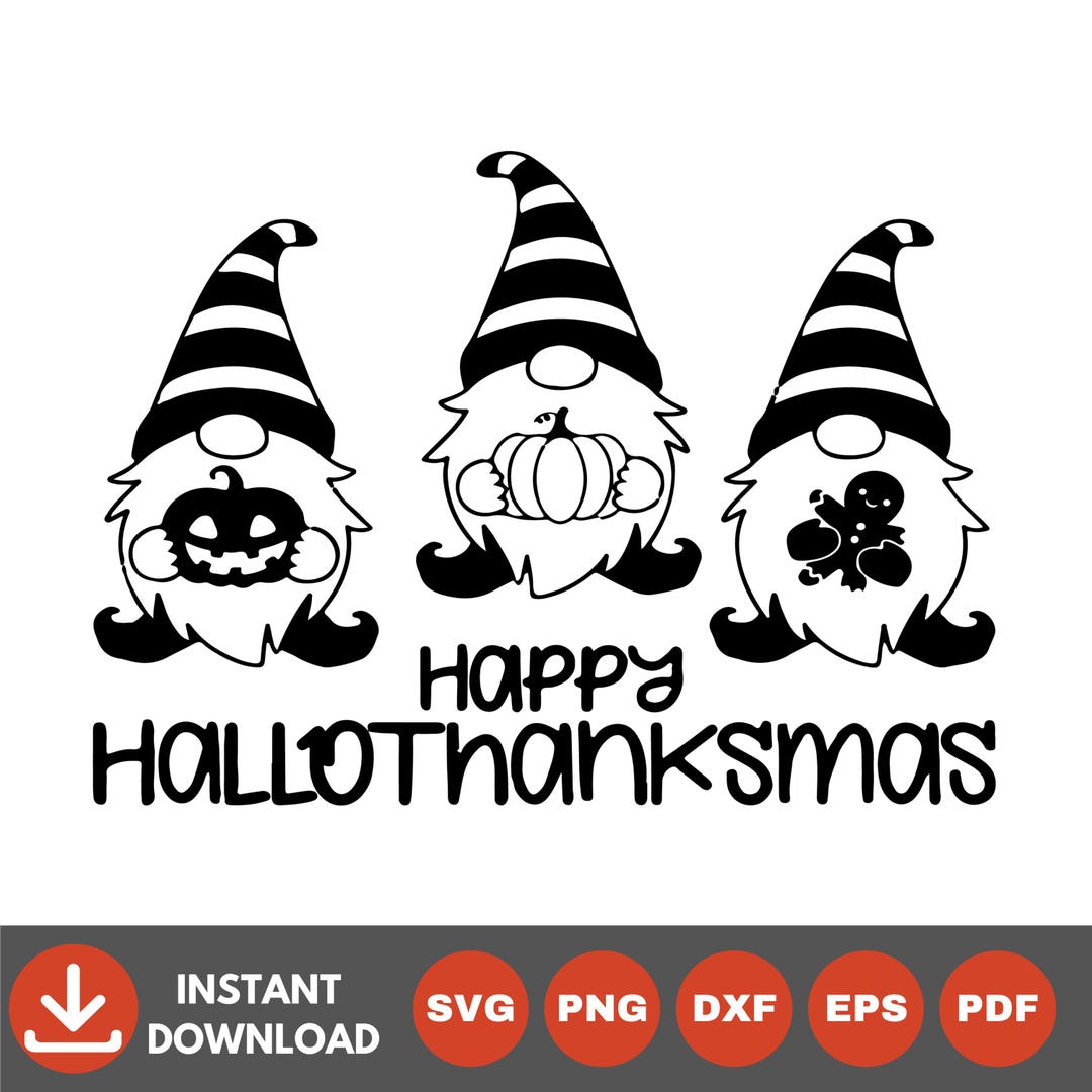 Happy Hallothanksmas SVG | Funny Halloween Thanksgiving Christmas Door ...