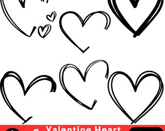 Heart SVG Bundle, Heart Clipart, Doodle Hearts, Valentines Svg, Hand ...