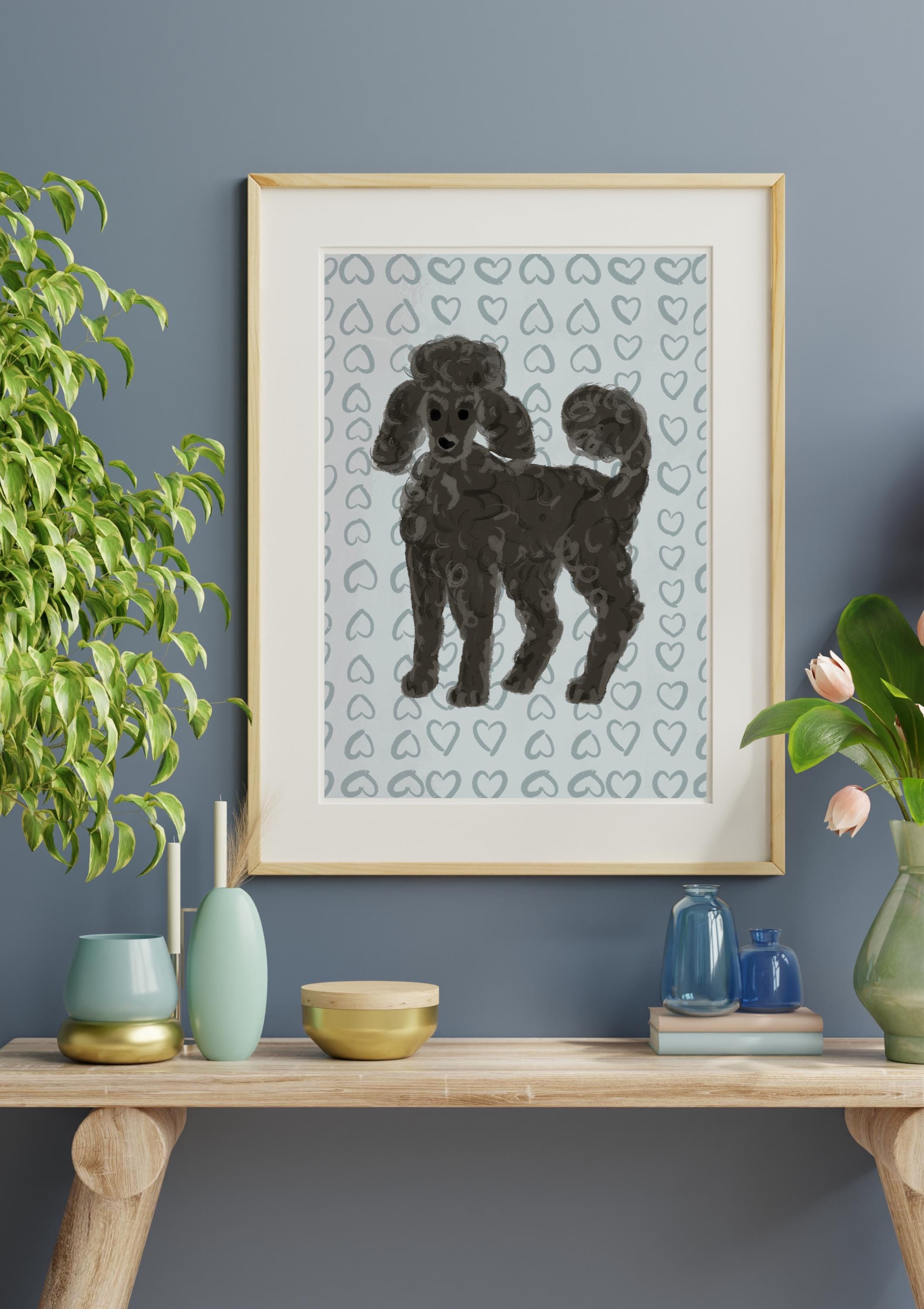 Poodle Digital Art Print | Cute Pet Illustration | French Poodle Wall ...