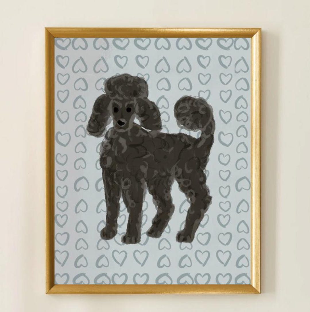 Poodle Digital Art Print | Cute Pet Illustration | French Poodle Wall ...