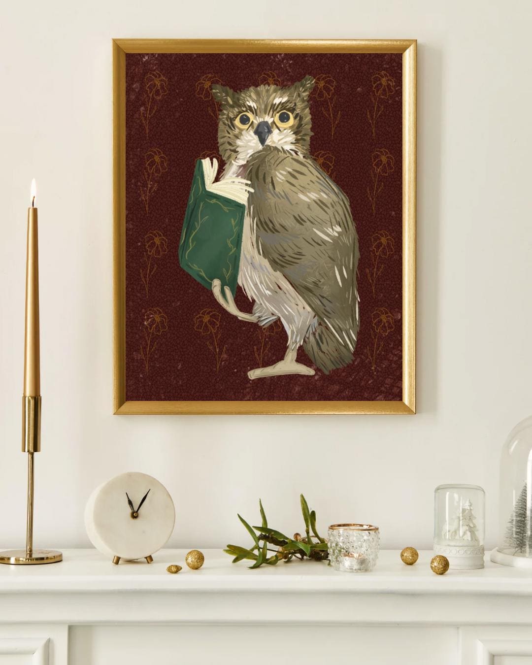 Halloween Owl Art Print | Vintage Fall Illustration | Spooky Book Lover ...