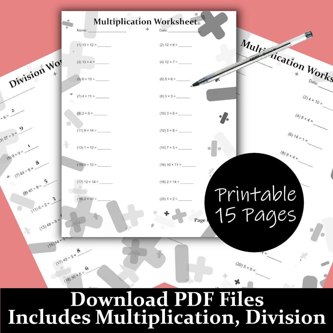 Multiplication and Division Printable PDF for 1st to 2nd Grade ...