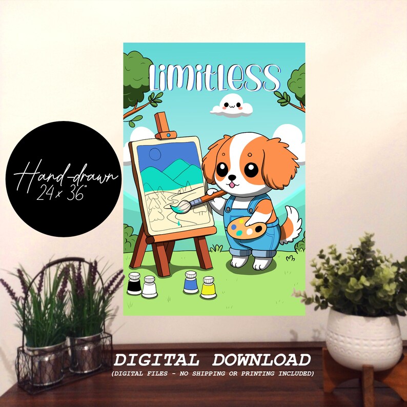 Cute Dog Painting Illustration Printable Download Limitless ...
