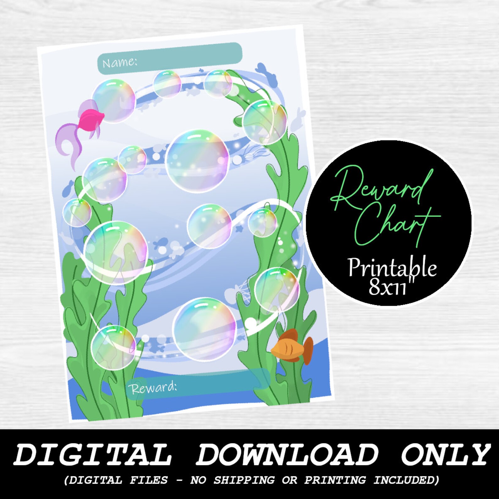 Bubbles Reward Chart | Digital Download Printable | Daily Chore Chart ...