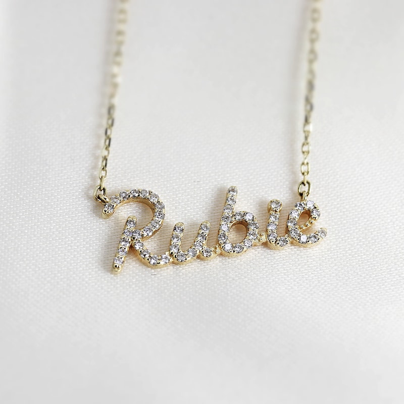 Diamond Name Necklace - Etsy
