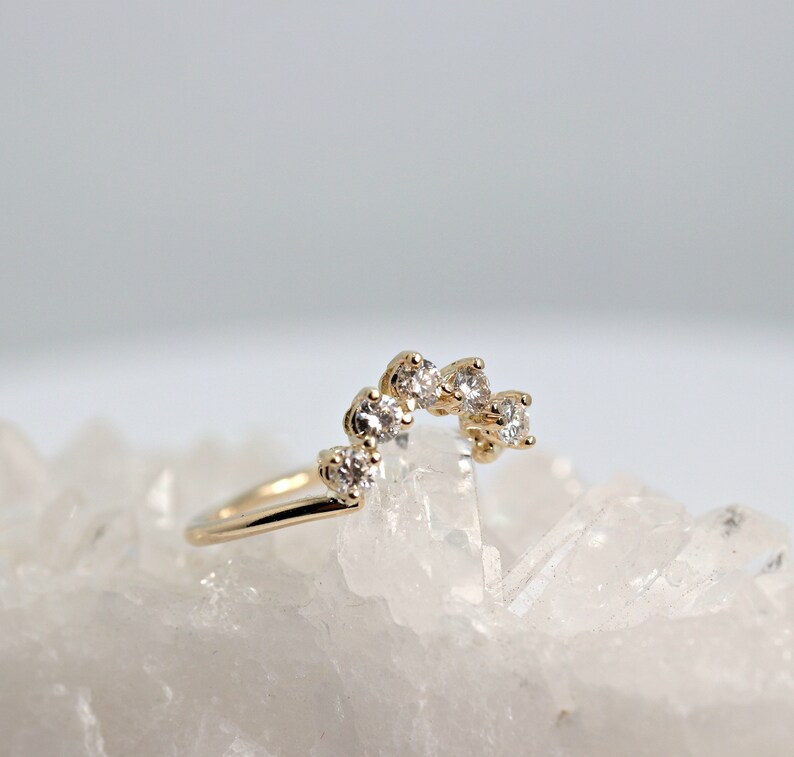 Contour Wedding Band Curved Wedding Band Five Stone Diamond | Etsy