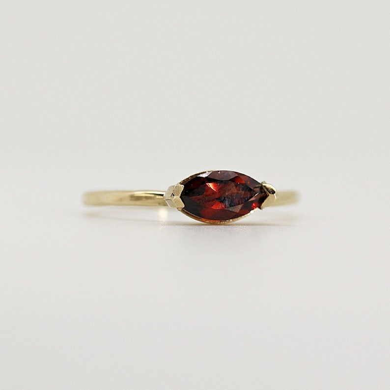 Marquise Garnet Ring 14k Gold Garnet Engagement Ring January - Etsy