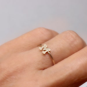 14k Gold Initial Ring, Solid 14k Gold Letter Ring, Personalized Jewelry ...