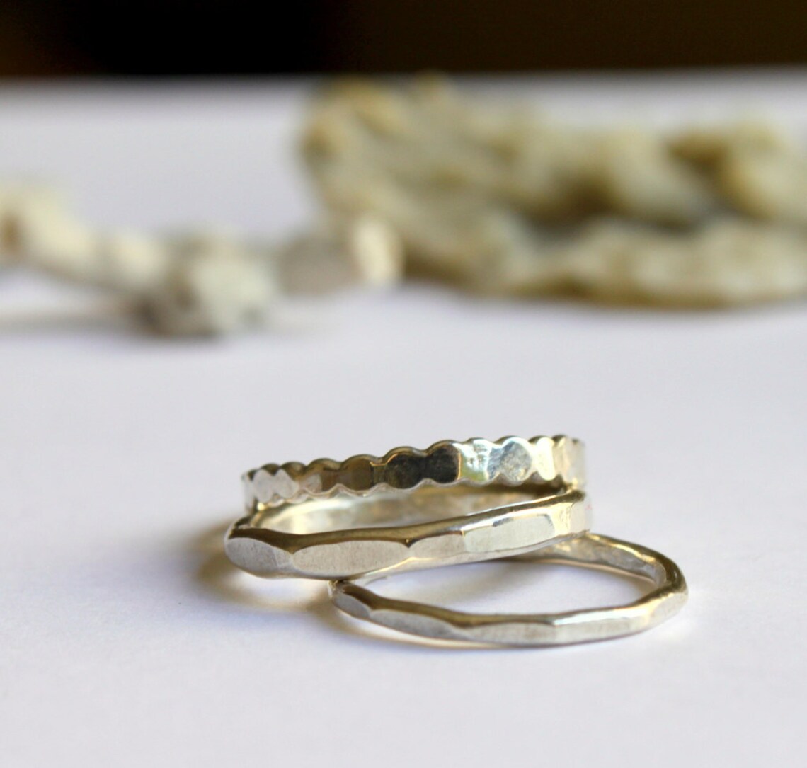 Stacking Rings Set of 3 Rings Dots Ring Hammered Ring - Etsy