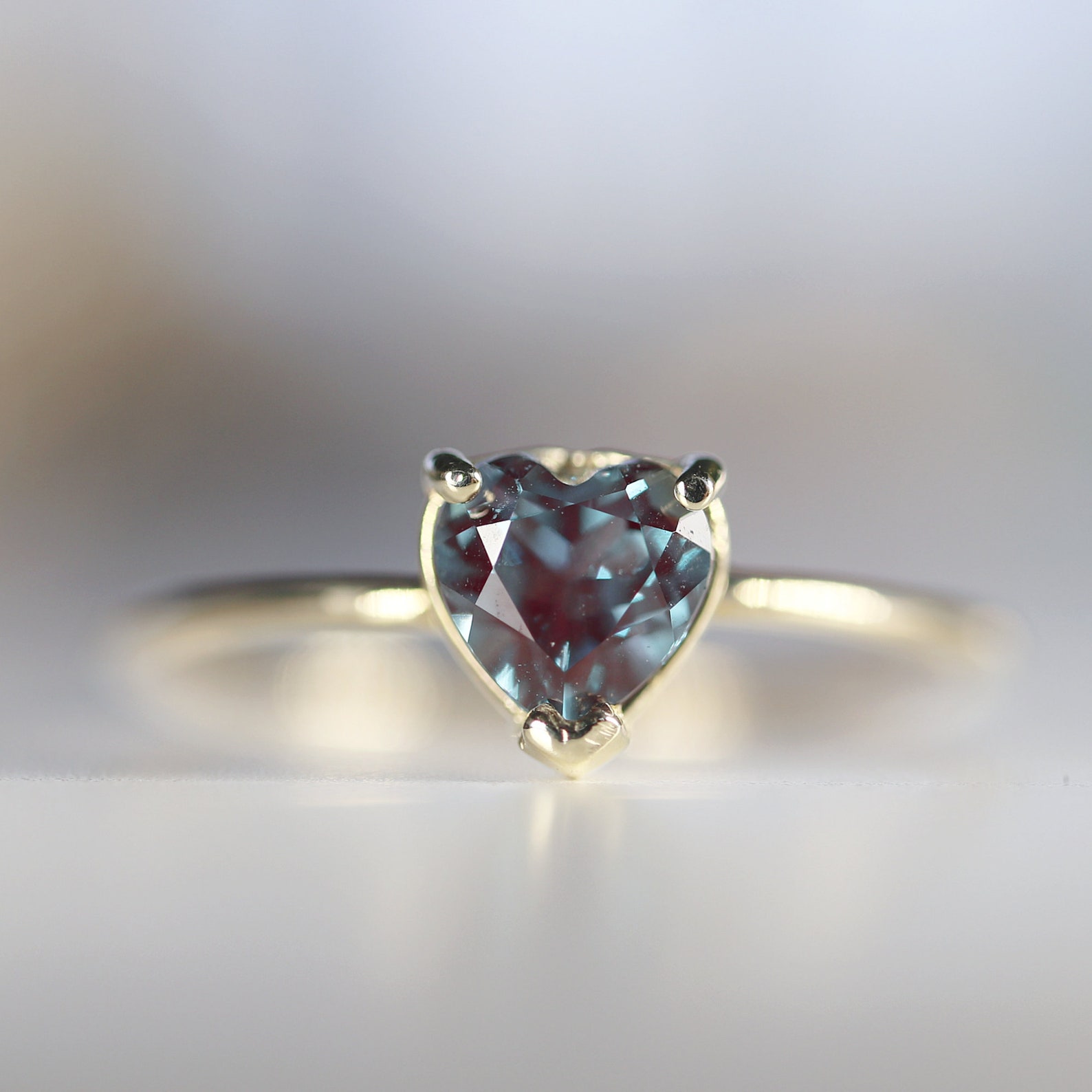 Alexandrite Engagement Ring Heart Cut Alexandrite Ring 14k - Etsy