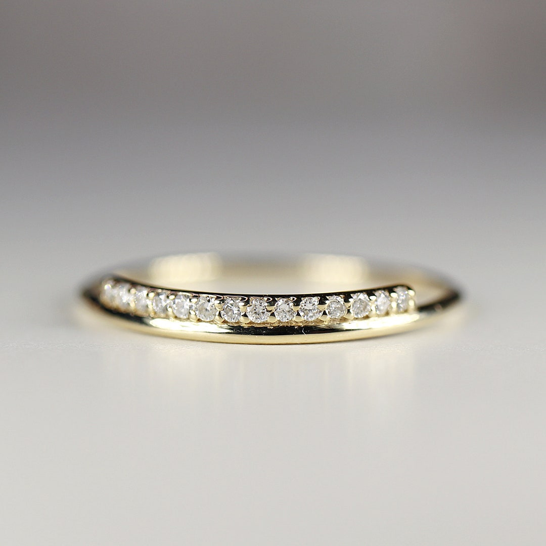 Dainty Diamond Wedding Band 14k Gold, Stackable Wedding Rind, Stacking ...