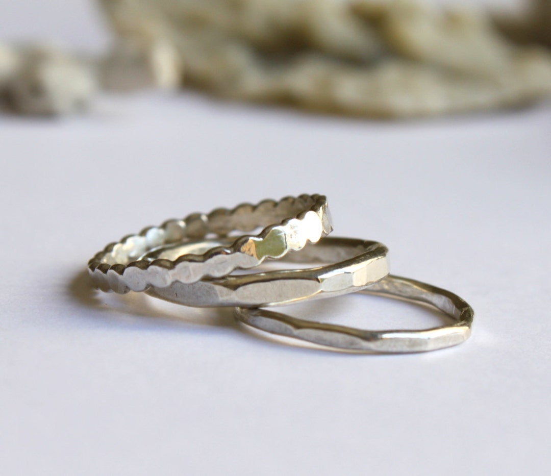 Stacking Rings Set of 3 Rings Dots Ring Hammered Stack - Etsy
