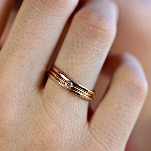 Diamond Stacking Ring Set 14k Solid Gold Stacking Rings Gold - Etsy
