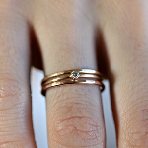 Dainty Diamond Ring 14k Gold, Tiny Diamond Solitaire Ring, Diamond ...