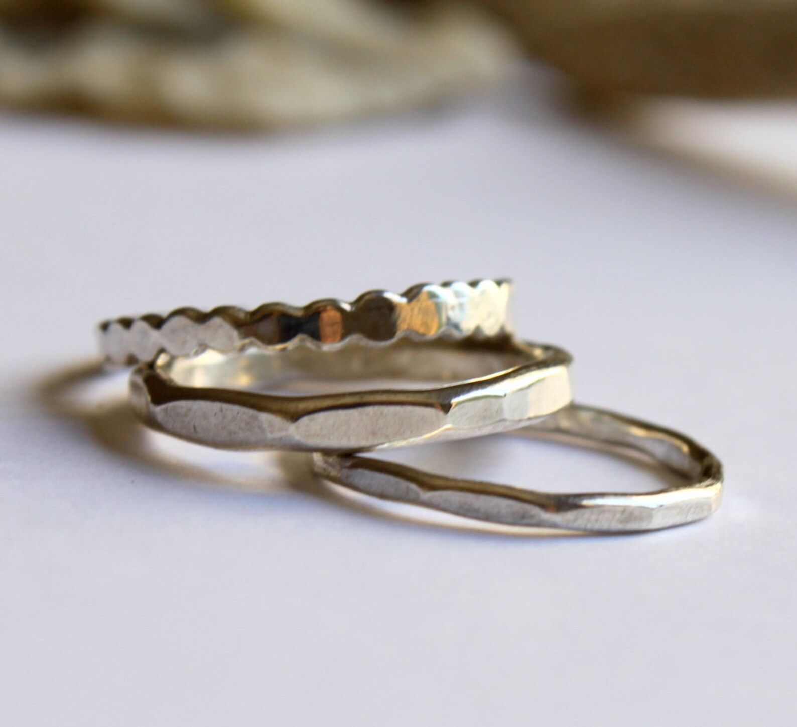 Stacking Rings Set of 3 Rings Dots Ring Hammered Ring - Etsy