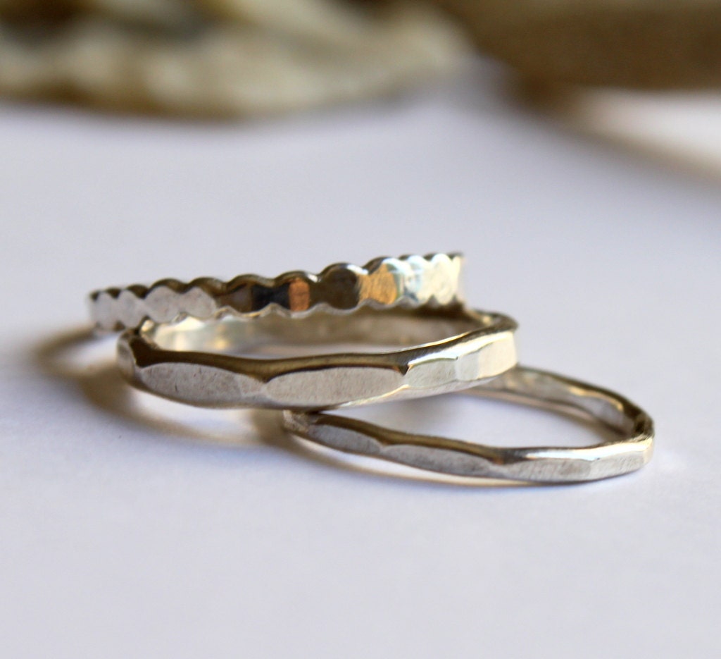 Stacking Rings Set of 3 Rings Dots Ring Hammered Stack - Etsy