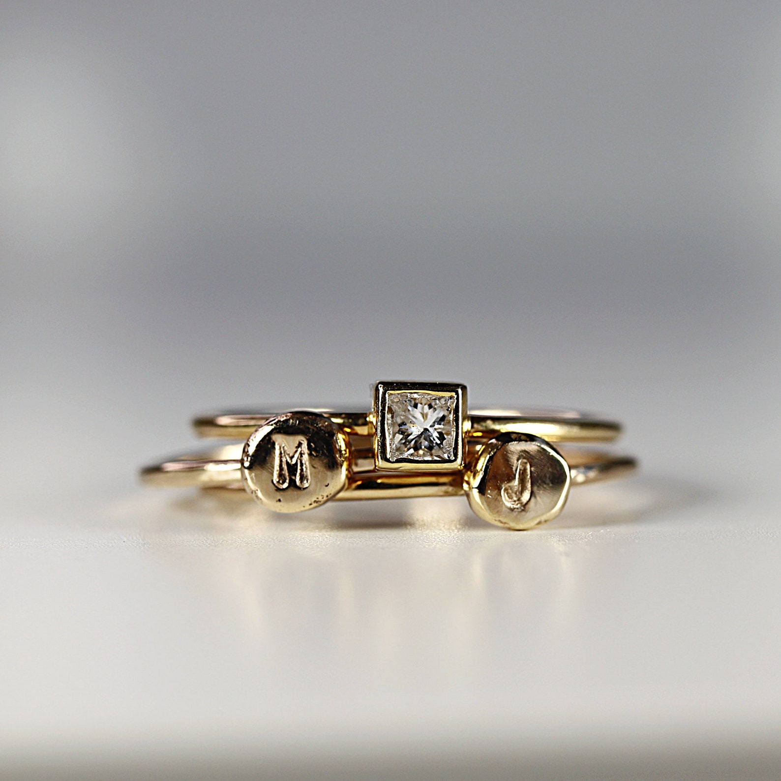 Handmade Initial Ring 14k Solid Gold Unique Personalized Gold - Etsy