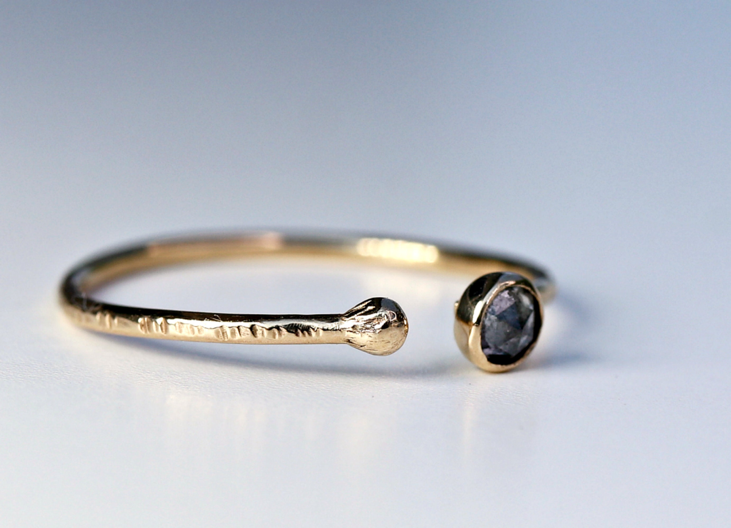 14k Gold Salt and Pepper Diamond Ring Diamond Gold Ring Open | Etsy