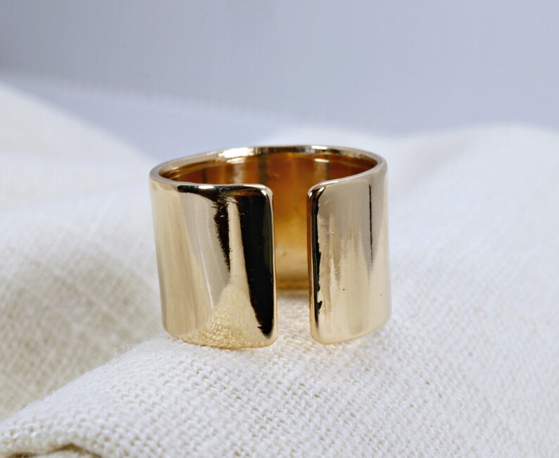 Wide Gold Band Ring Cigar Band Ring Gold Filled Hammered - Etsy