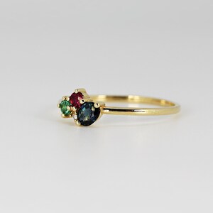 Four Stones Cluster Ring, Handmade Sapphire Cluster Ring, Emerald, Ruby ...