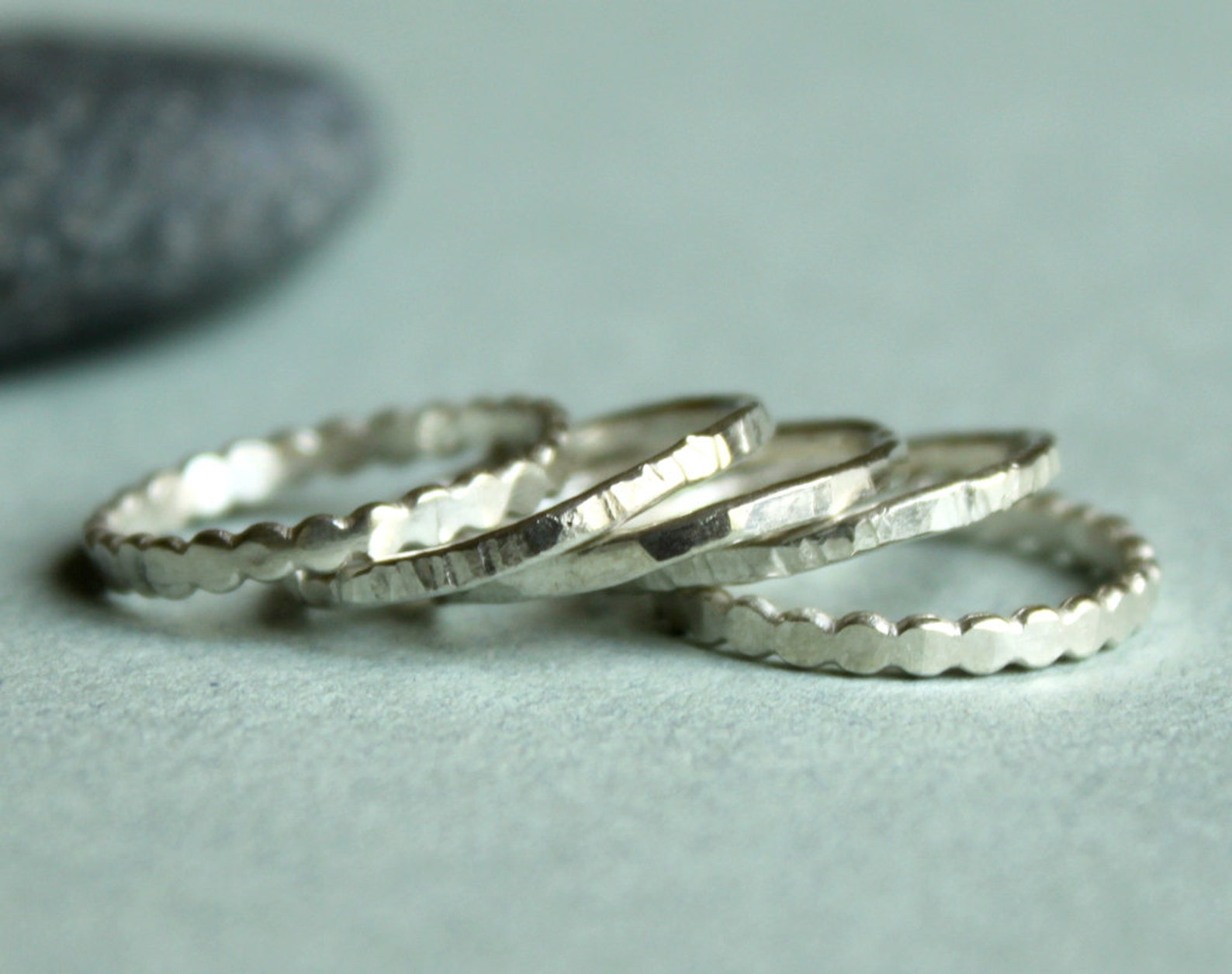Stackable Ring Set of Five Sterling Silver Stacking Ring Set - Etsy