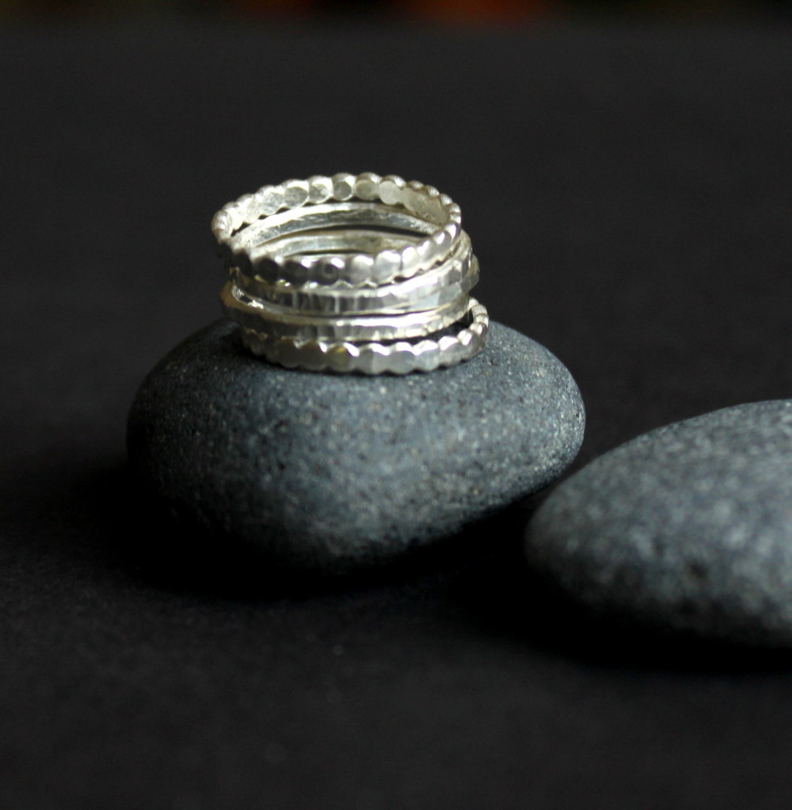 Stackable Ring Set of Five Sterling Silver Stacking Ring Set - Etsy