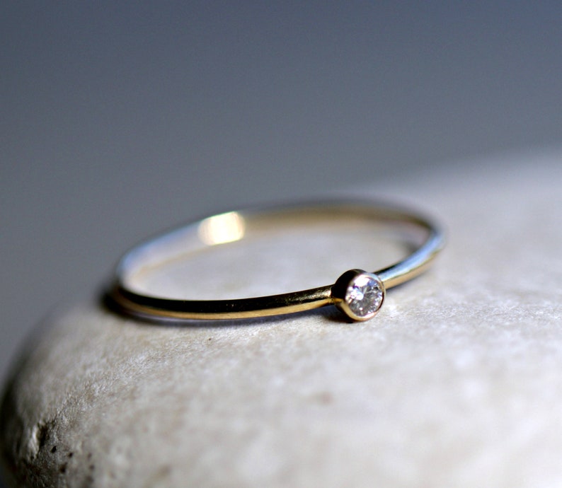 Dainty Diamond Ring 14k Gold Tiny Diamond Ring Tiny - Etsy