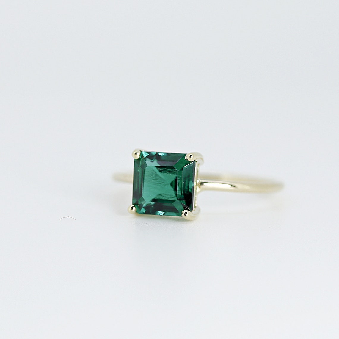 Asscher Cut Emerald Ring 14k Solid Gold Emerald Ring Art - Etsy