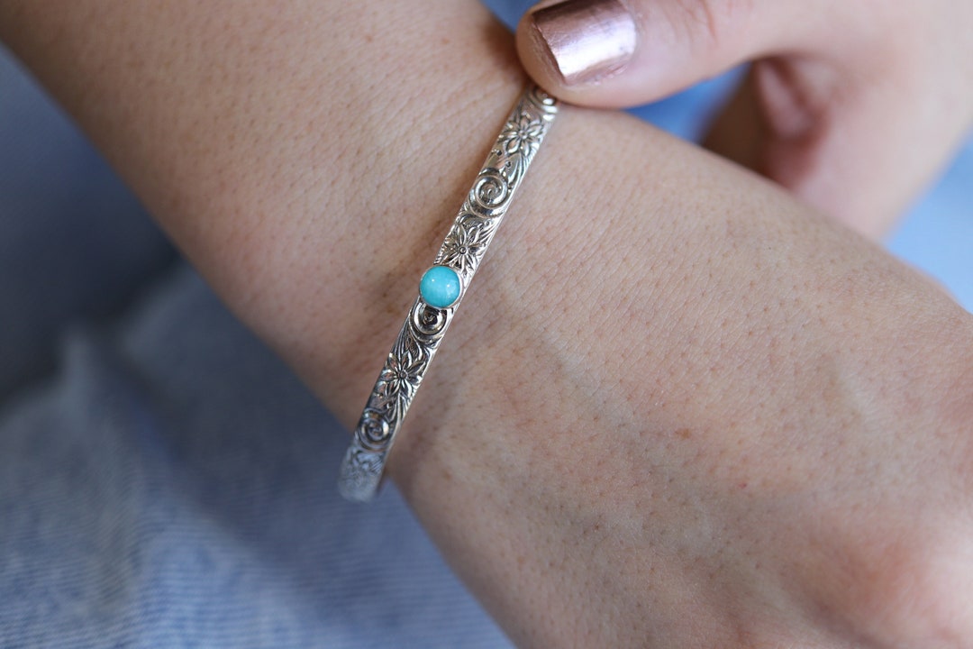 Amazonite Bracelet Sterling Silver Personalized Birthstone Cuff ...