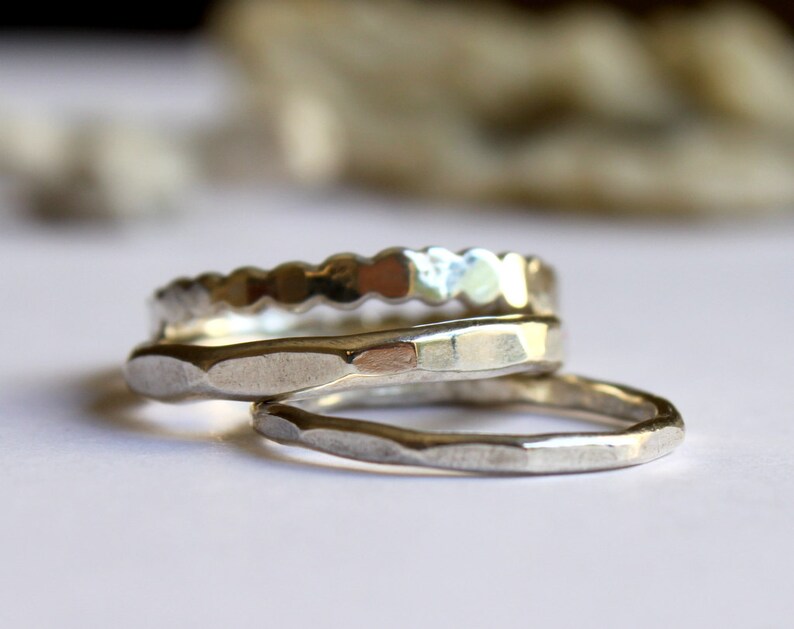 Stacking Rings Set of 3 Rings Dots Ring Hammered Ring - Etsy