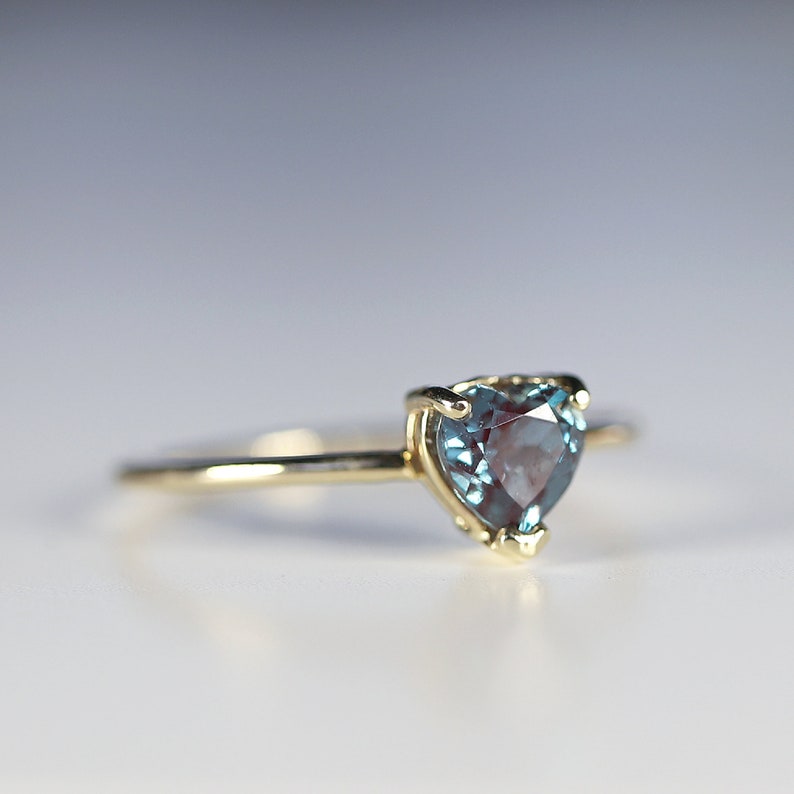Alexandrite Engagement Ring, Heart Cut Alexandrite Ring 14k Gold ...
