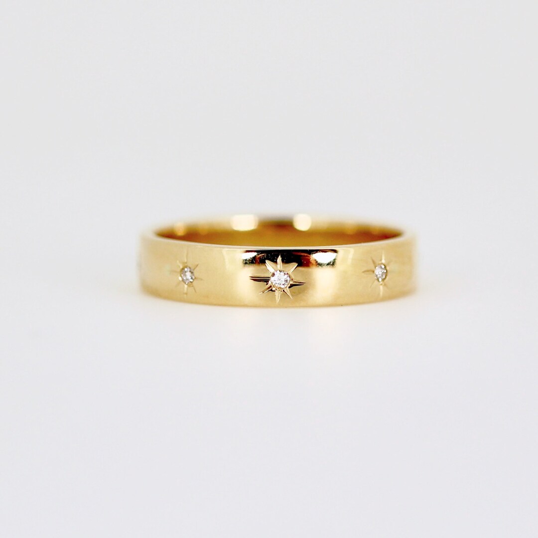 Diamond Starburst Eternity Wedding Band 14k Gold, Star Setting Diamond ...