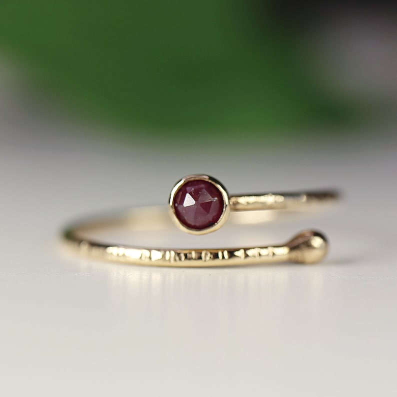 Ruby Ring 14k Solid Gold July Birthstone Ring Ruby Open - Etsy