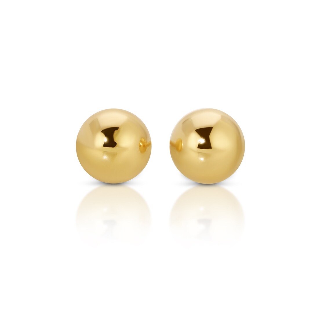 Ball Stud Earrings 14k Solid Gold, 3mm 4mm Round Ball Earrings Tiny ...