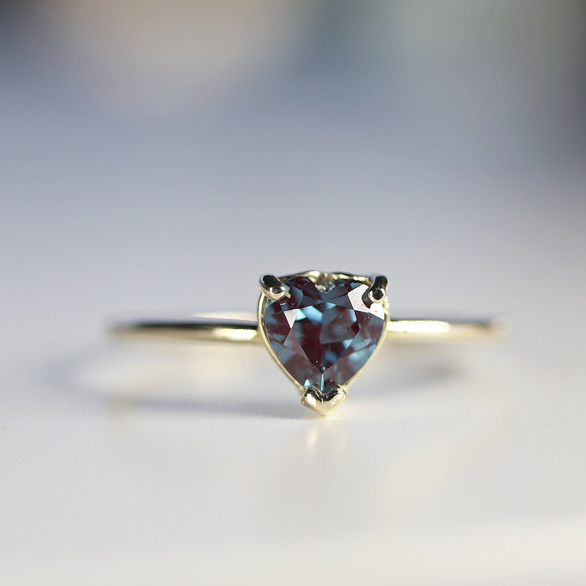 Alexandrite Engagement Ring Heart Cut Alexandrite Ring 14k - Etsy