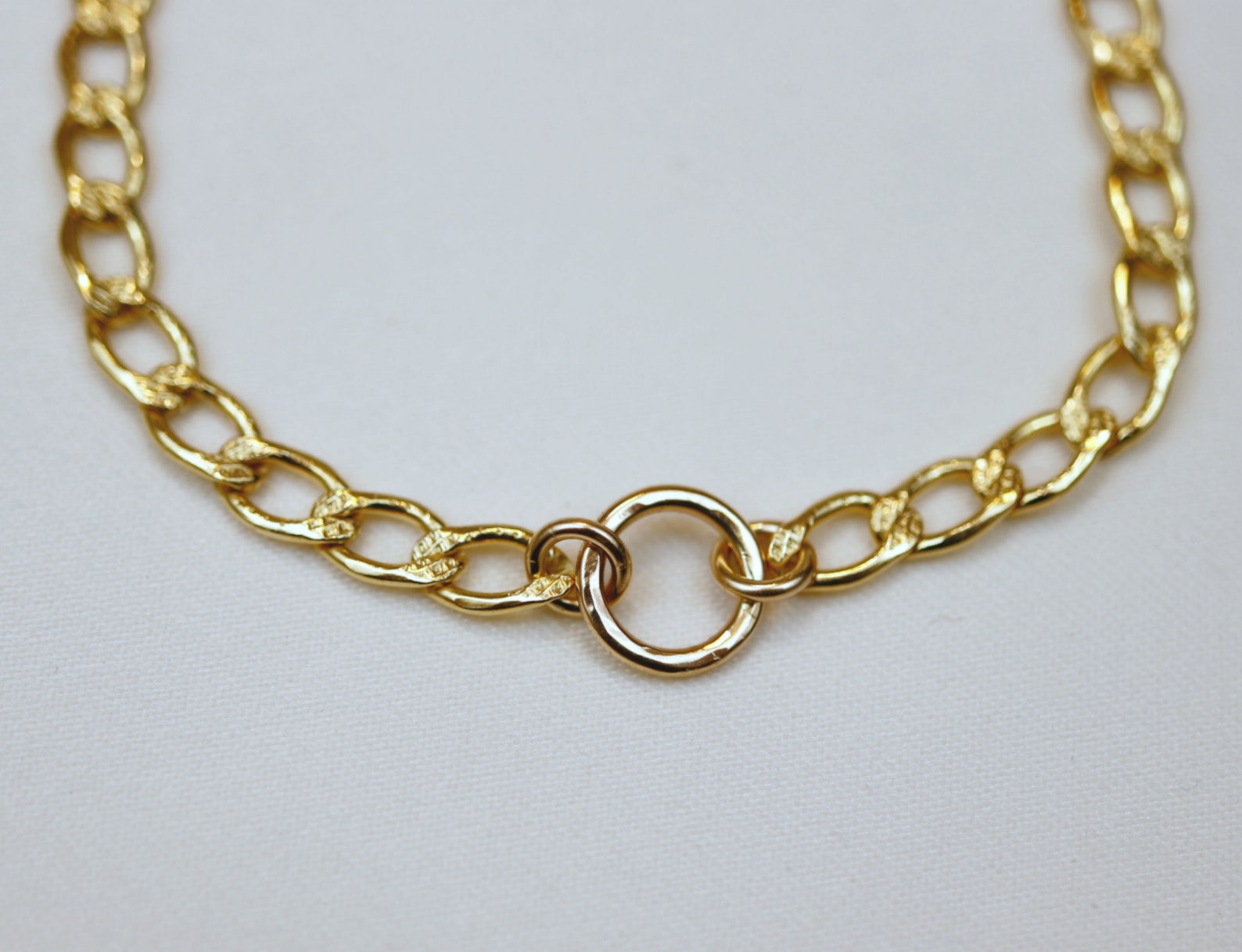 Gold Filled Chain Circle Necklace Thick Gold Filled Curb | Etsy