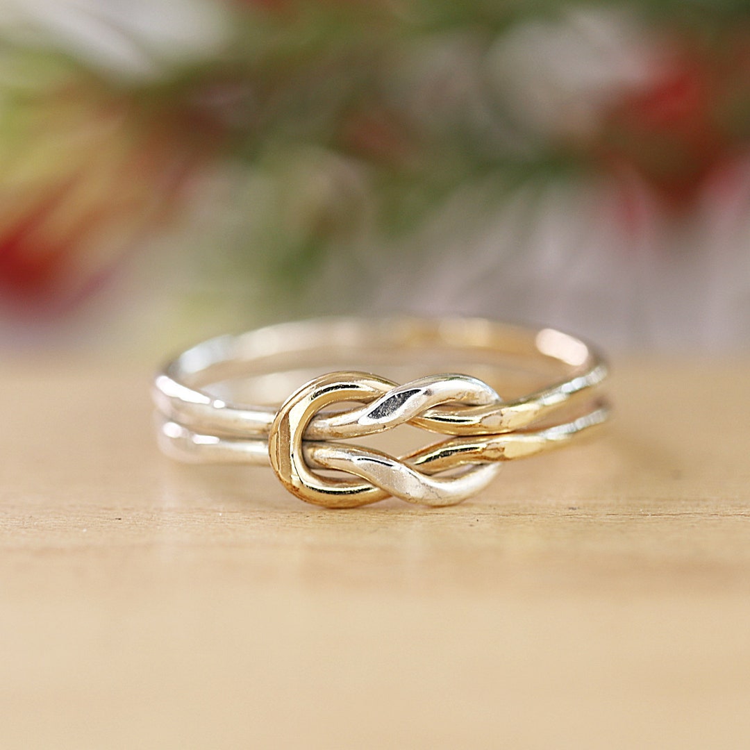 Knot Ring Mixed Metal, Knot Mixed Metal Ring, Gold Filled and Sterling ...