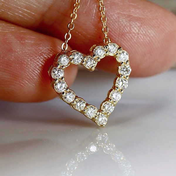 Diamond Heart Necklace - Etsy