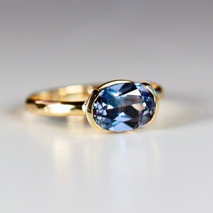 Sapphire Engagement Ring 14k Gold, East West Oval Lab Sapphire ...