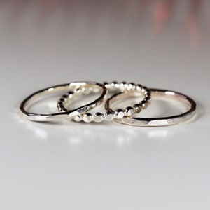 Stacking Rings, Set of 3 Rings, Dots Ring, Hammered Stack Ring ...