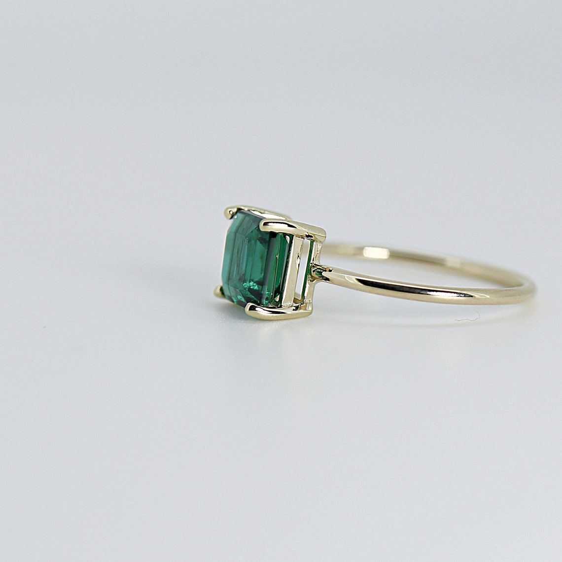 Asscher Cut Emerald Ring 14k Solid Gold Emerald Ring Art - Etsy