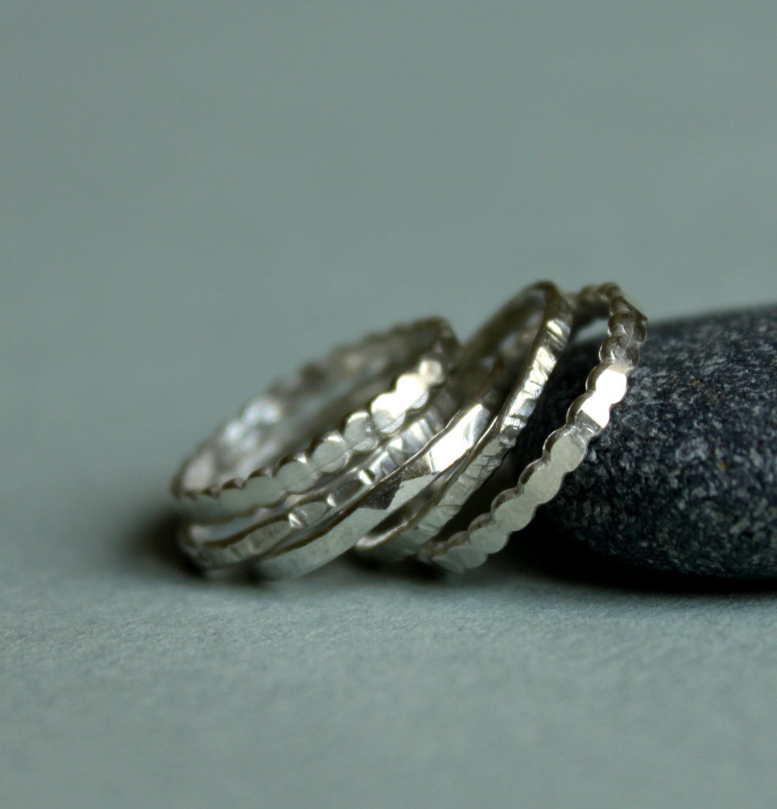 Stackable Ring Set of Five Sterling Silver Stacking Ring Set - Etsy