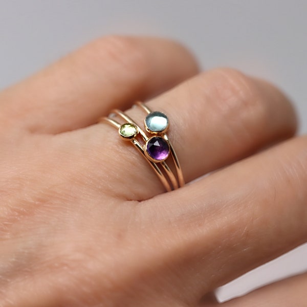 Gemstone Stacking Rings - Etsy
