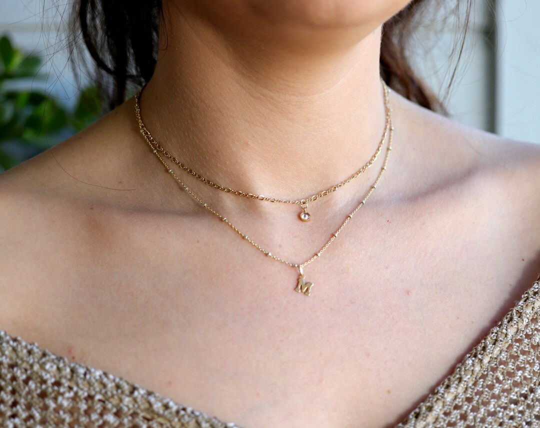 Dainty Initial Necklace, Satellite Initial Necklace, Delicate Letter ...