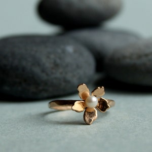 Handmade Flower Gemstone Ring 14k Solid Gold, Cherry Blossom Ring ...