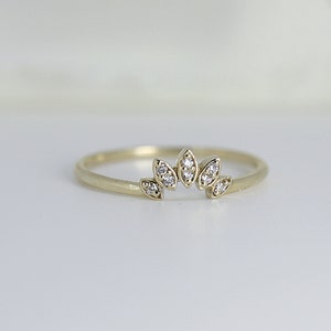 Diamond Curved Wedding Band, Tiara Nesting Ring, Diamond Stacking Crown ...