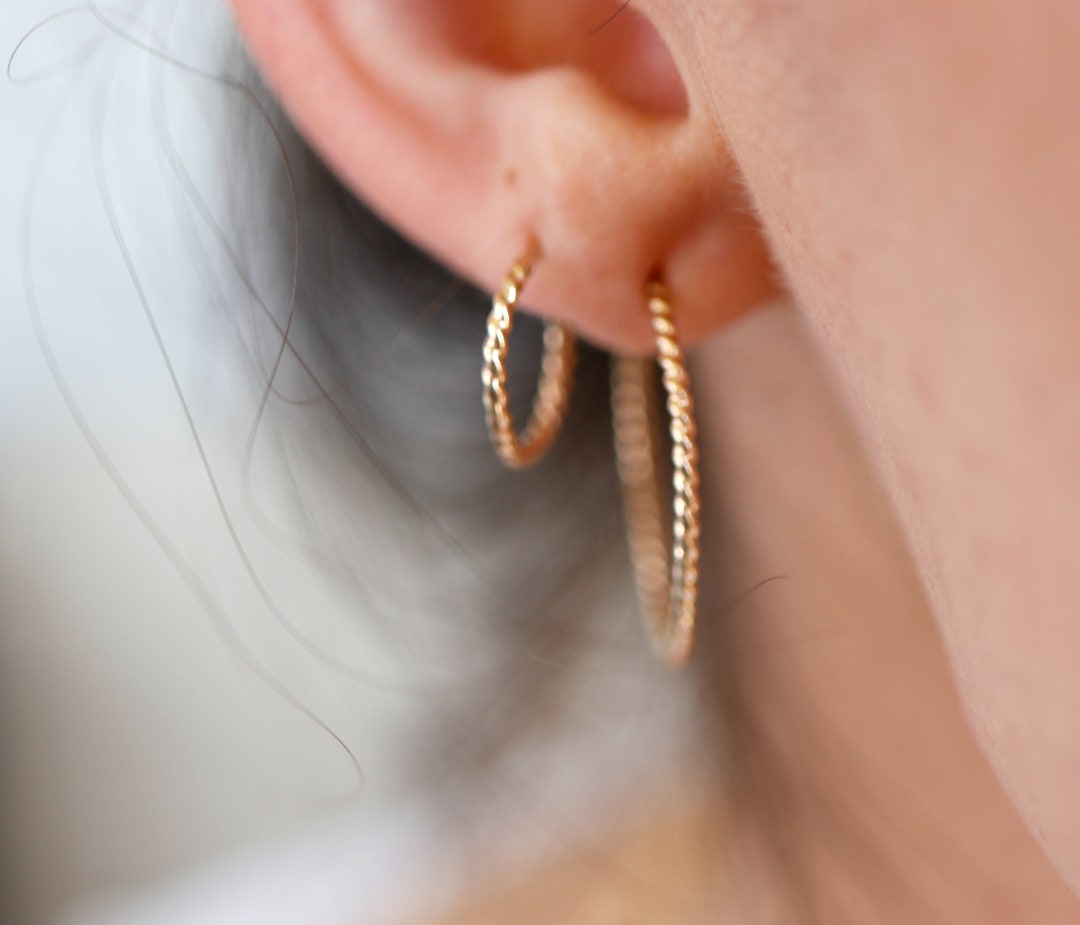 Twisted Wire Hoop Earrings Gold, Small Lightweight Hoops Earrings, Everyday Earrings, Minimalist ...