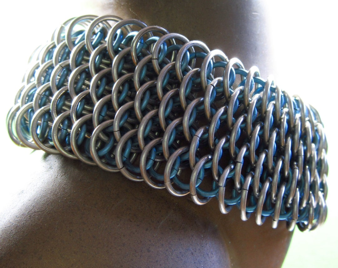 Anodized Titanium Dragon Scale Weave Chainmaille Bracelet - Etsy